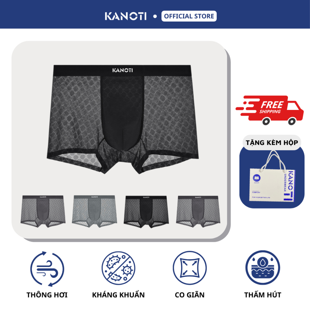 Combo 5 Quần lót nam thun lạnh thông hơi KANOTI, quần sịp đùi nam không ...