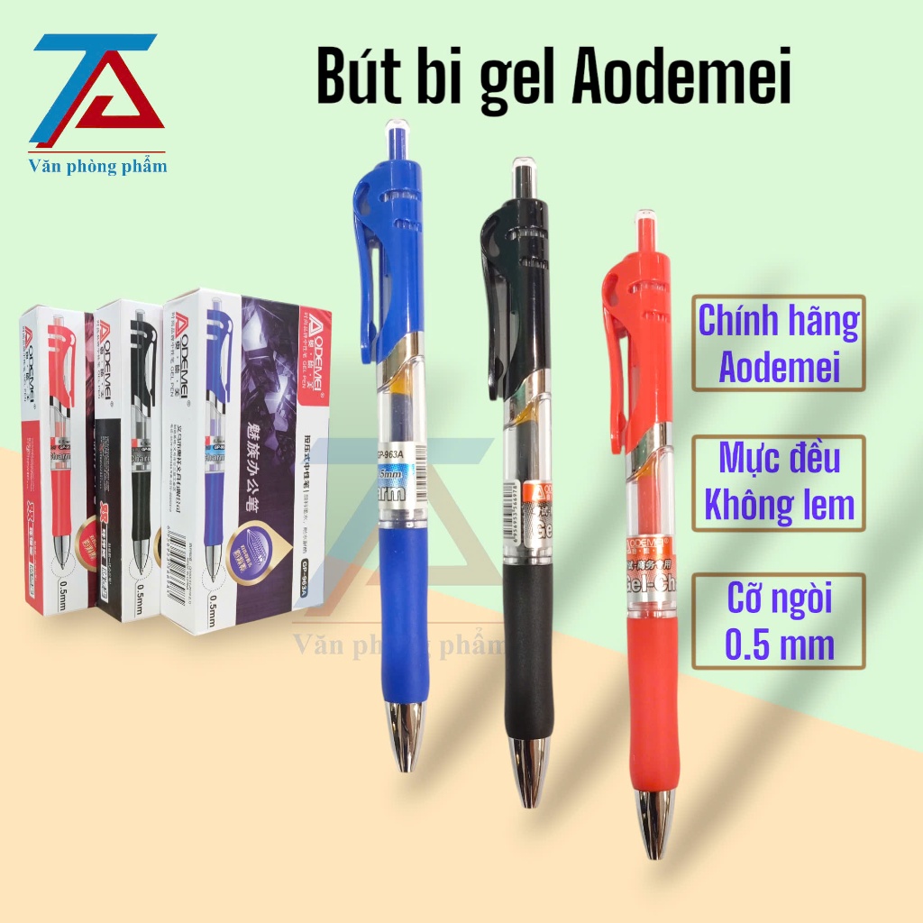 Bút bi bấm mực gel AODEMEI ngòi 0,5mm GP-963A đủ màu viết trơn tru ...