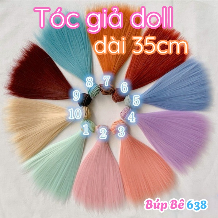 Tóc giả cho búp bê, tóc tơ nhiệt thẳng dài 35cm rộng 100cm dùng để làm ...