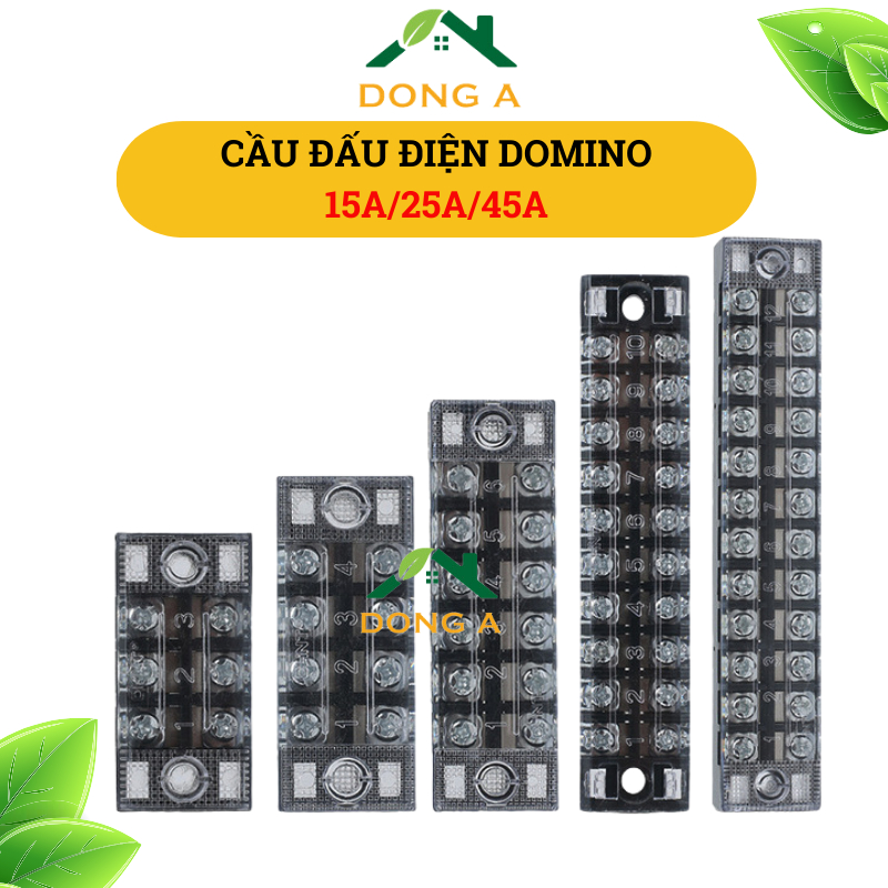 Cầu Đấu Điện Domino đủ kích cỡ 15A, 25A, 45A,60A,100A loại 4P, 6P, 12P | Shopee Việt Nam