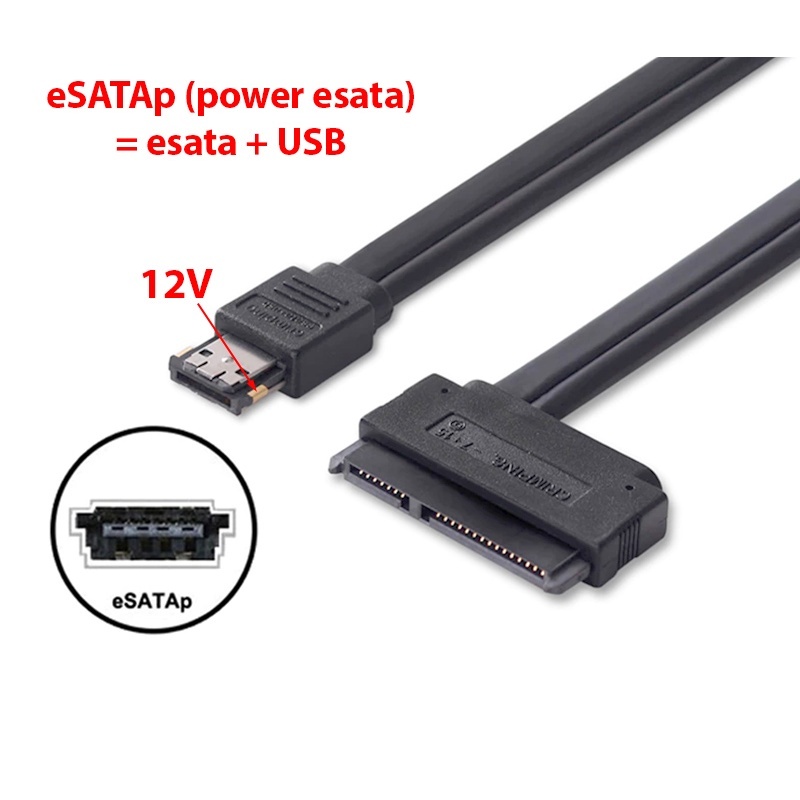 Cáp chuyển đổi nguồn và dữ liệu eSATA sang SATA 2.5 dùng cho ổ cứng HDD ...