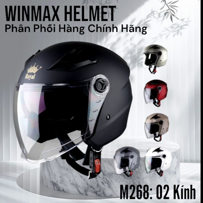 ROYAL M268 Mũ 3/4 Chính Hãng ROYAL HELMET - 2 Kính Tiện Lợi BH 12 Tháng ...
