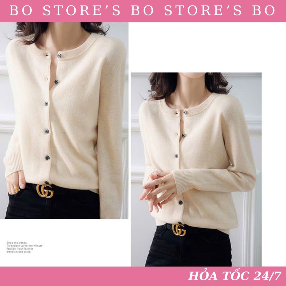 Áo cardigan len mỏng cổ tròn dài tay chất len dệt kim mặc 4 mùa phong ...