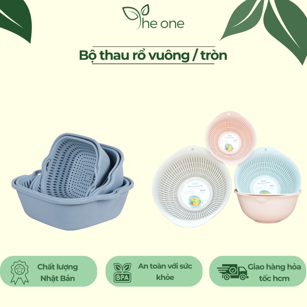 Bộ thau rổ cao cấp inochi. Nhựa pp chịu nhiệt, k giòn gãy. Bộ thau rổ ...