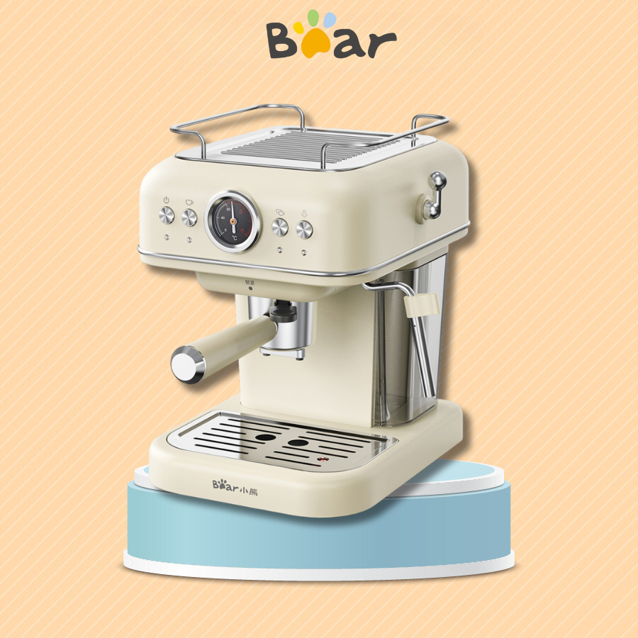 Máy pha cà phê espresso tự động Bear KFJ-E12R5, Áp suất 20Bar, Đồng hồ đo nhiệt độ nước, Tạo bọt ...