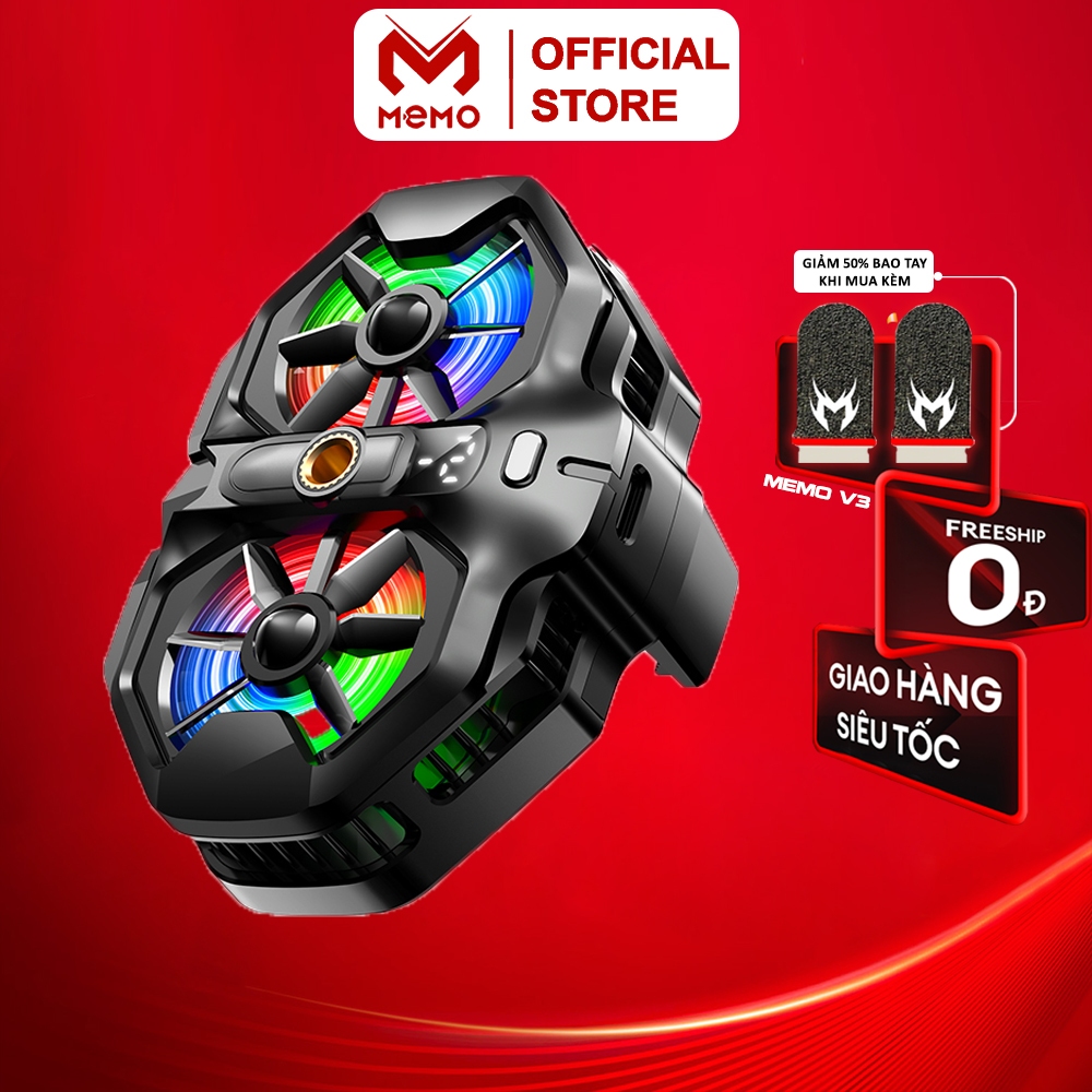 Quạt tản nhiệt điện thoại MEMO DL21 live stream 2 quạt tăng tốc làm ...