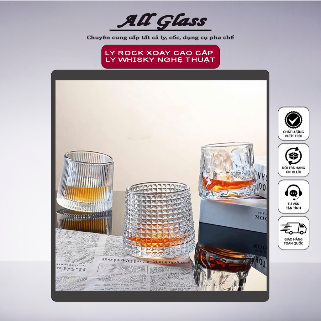 Ly whisky đế lồi 160ml, ly rock, ly cốc thủy tinh cao cấp, sang trọng ...