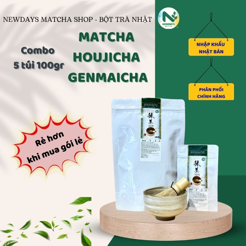 [500Gr]Bột Matcha/Houjicha/Genmaicha NEWDAYS combo 5túi 100gr,nhập khẩu ...