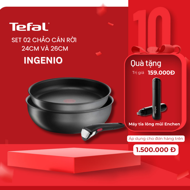 Set 2 chảo cán rời 24cm và 26cm chống dính Tefal Ingenio Daily Chef L7619022 - Chính hảng bảo ...
