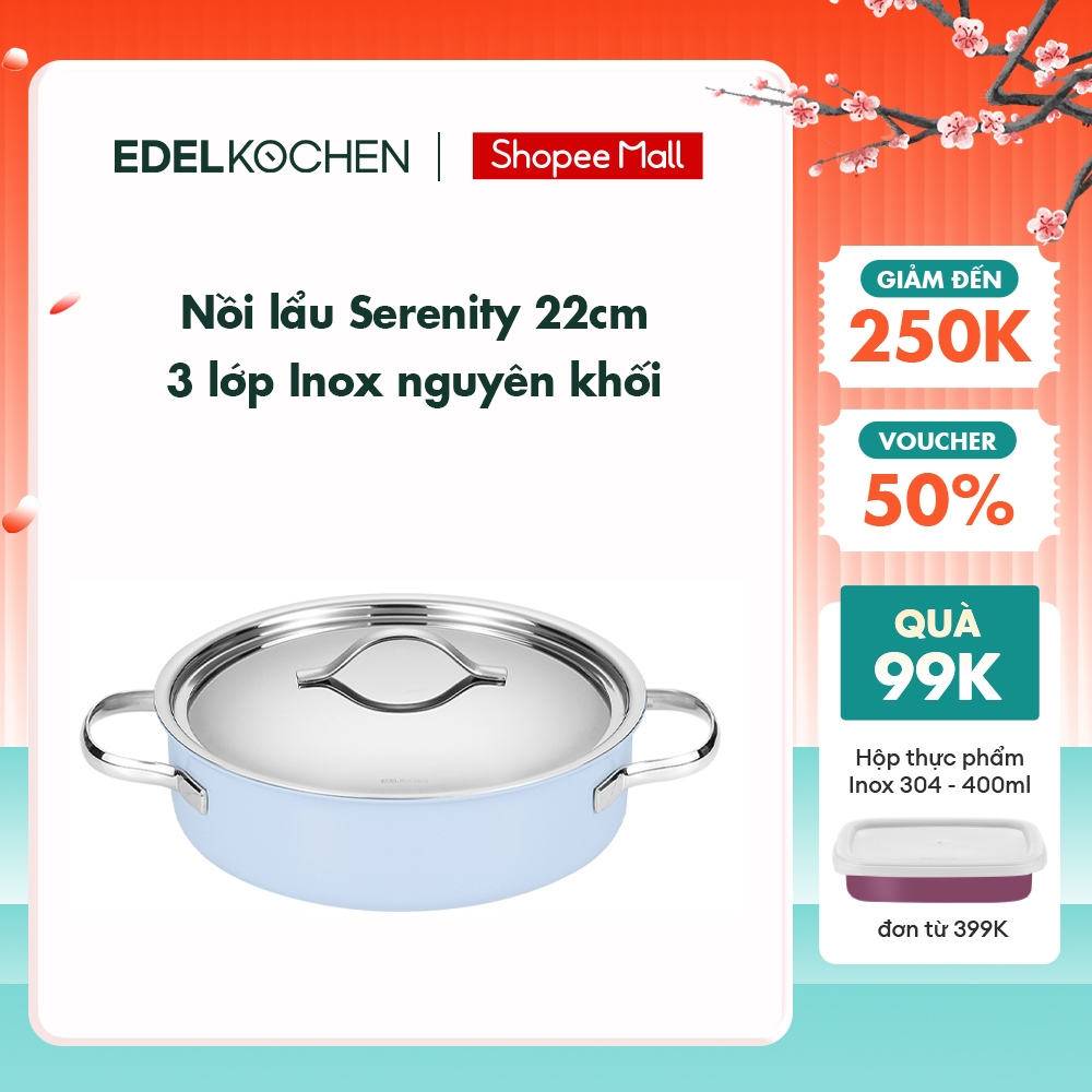 Nồi lẩu inox 3 lớp nguyên khối Edelkochen Serenity Collection size 22cm ...