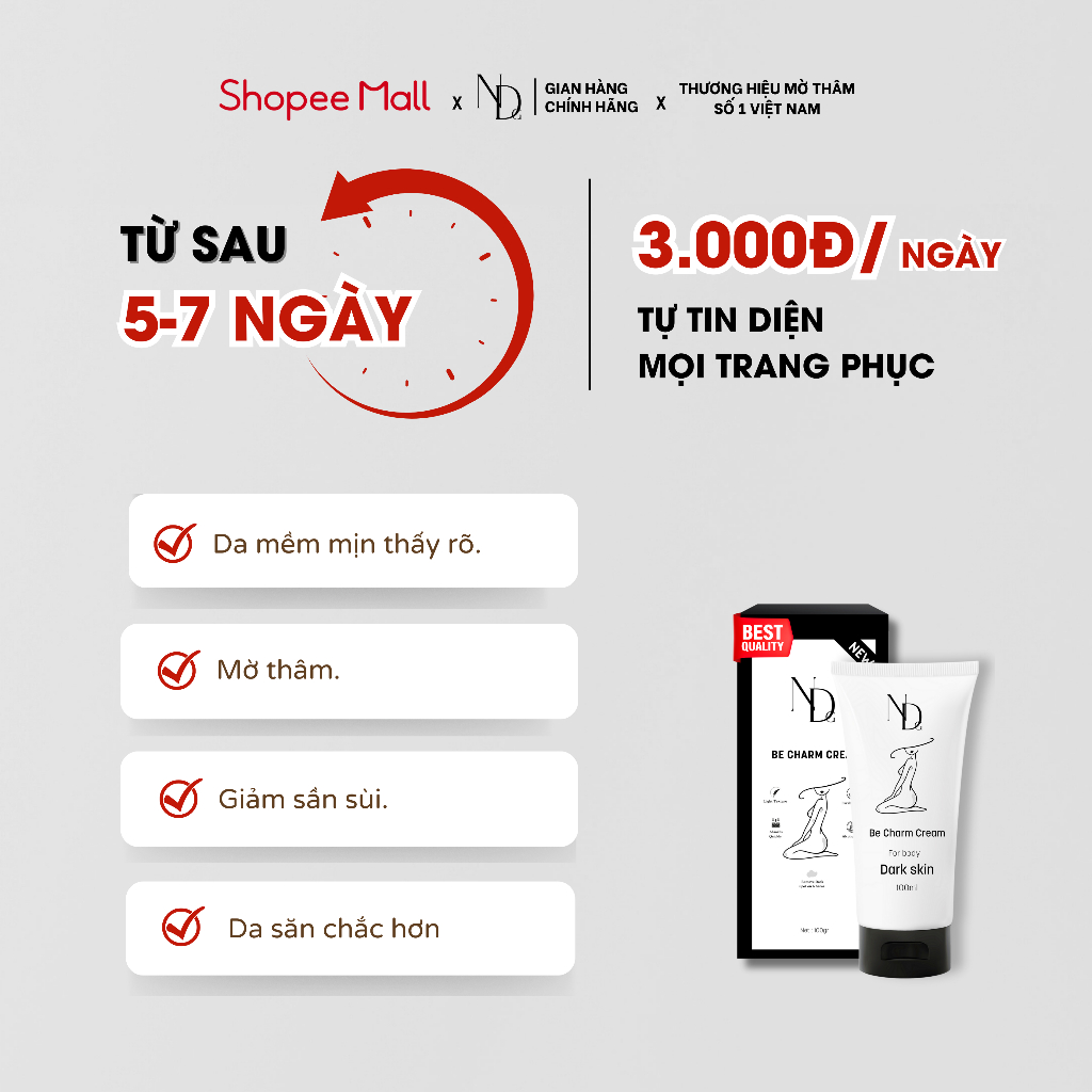 Kem Giảm Thâm Mông Và Thâm Body Be Charm Thương Hiệu ND 100ml (tặng kèm ...