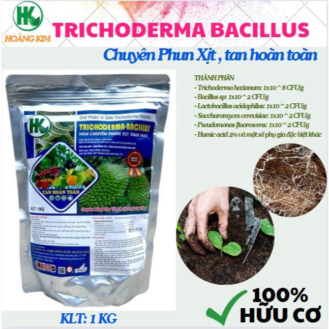 TRICHODERMA-BACILLUS CAO CẤP GÓI 1KG TĂNG VI SINH VẬT CÓ LỢI TRONG ĐẤT/PHÒNG NGỪA CÁC LOẠI NẤM ...