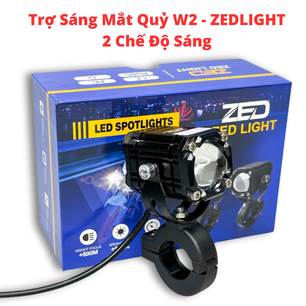 [Bản Mới 2025] Đèn Trợ Sáng Bi Cầu W2 ZEDLIGHT - Cos Vàng Pha Trắng 12.24V DC, Chống Nước IP68 ...