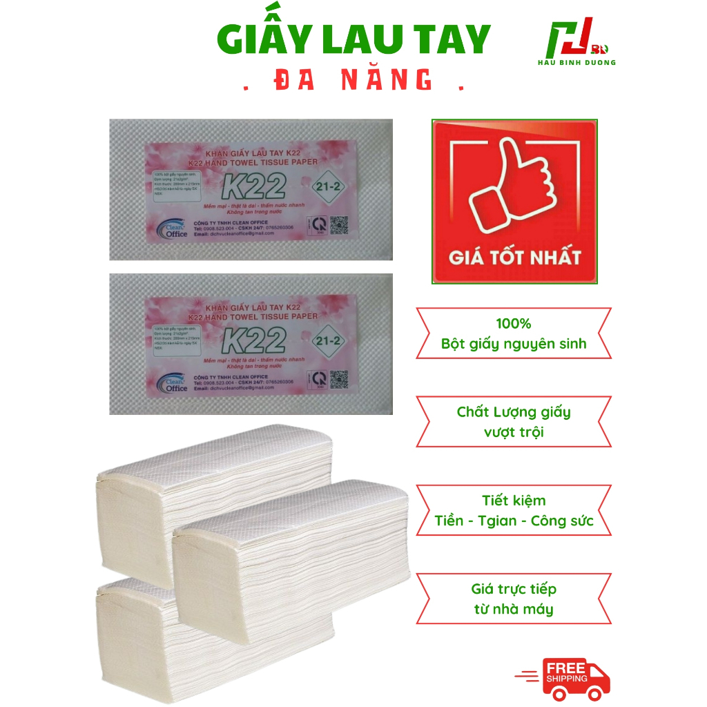 Khăn giấy lau tay K22 đa năng loại tốt dày dai 100 tờ 2 lớp | Shopee ...