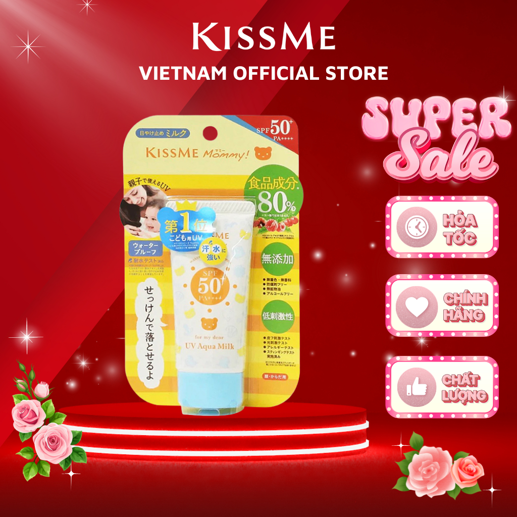 Kem chống nắng trẻ em Kissme Mommy UV Aqua Milk dạng sữa dành cho da nhạy cảm như em bé SPF50 PA ...