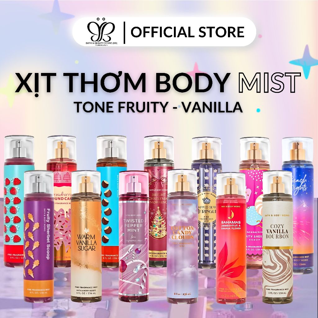 Body mist Xịt thơm body mist Bath & Body Works tone fruity ngọt ngào ...