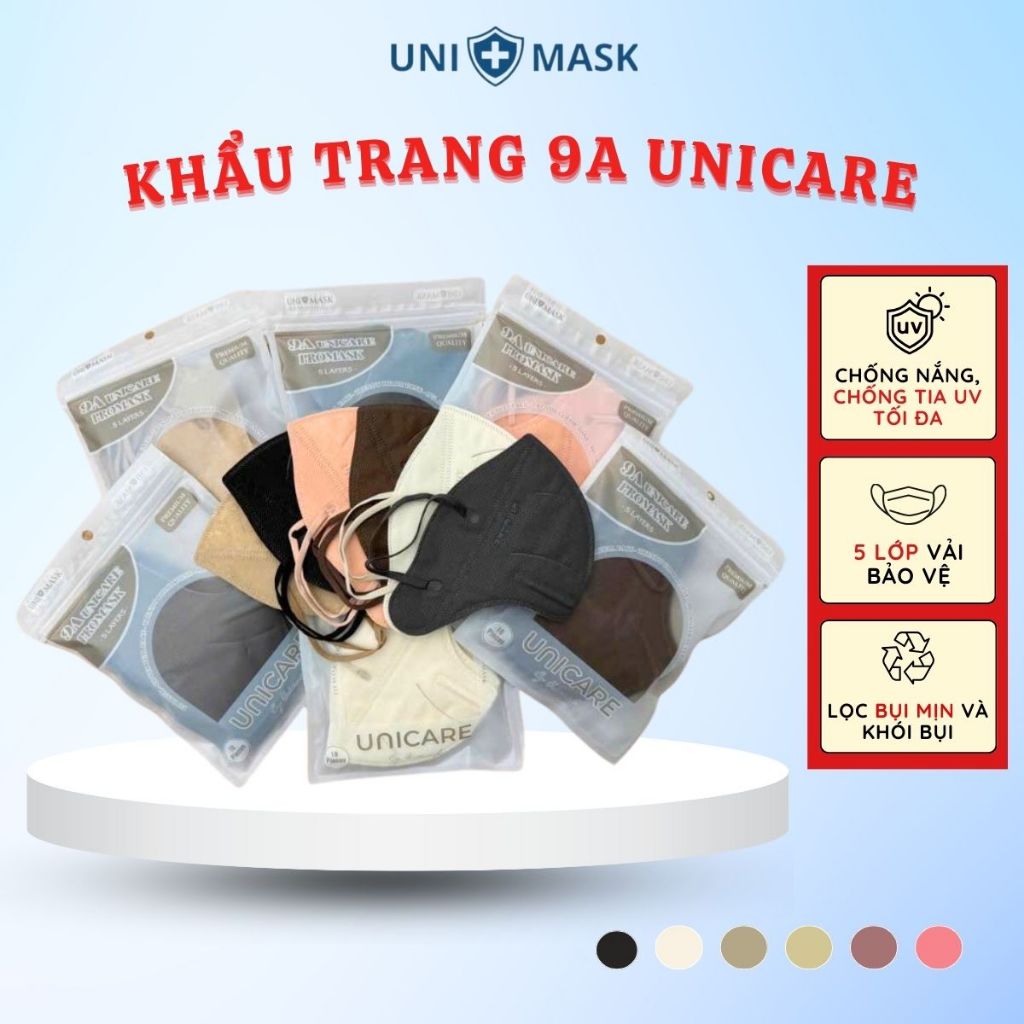 [200 Chiếc] Khẩu trang toàn mặt 9A UNICARE CHÍNH HÃNG kháng khuẩn ...