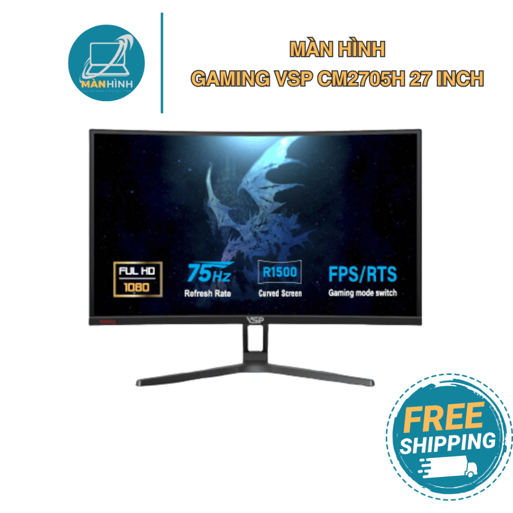 Màn Hình Gaming VSP CM2705H (27 inch/FHD/VA/75Hz/6ms/HDMI + VGA/Cong) - new hàng chính hãng ...