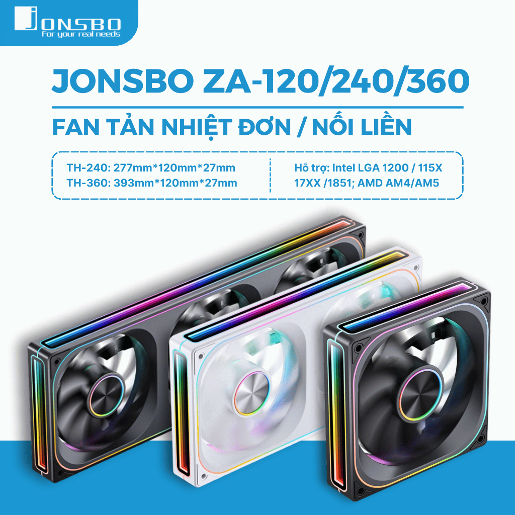 Quạt Tản Nhiệt Jonsbo ZA-120 ZA-240 ZA-360 Fan Làm Mát LED ARGB Vô Cực ...