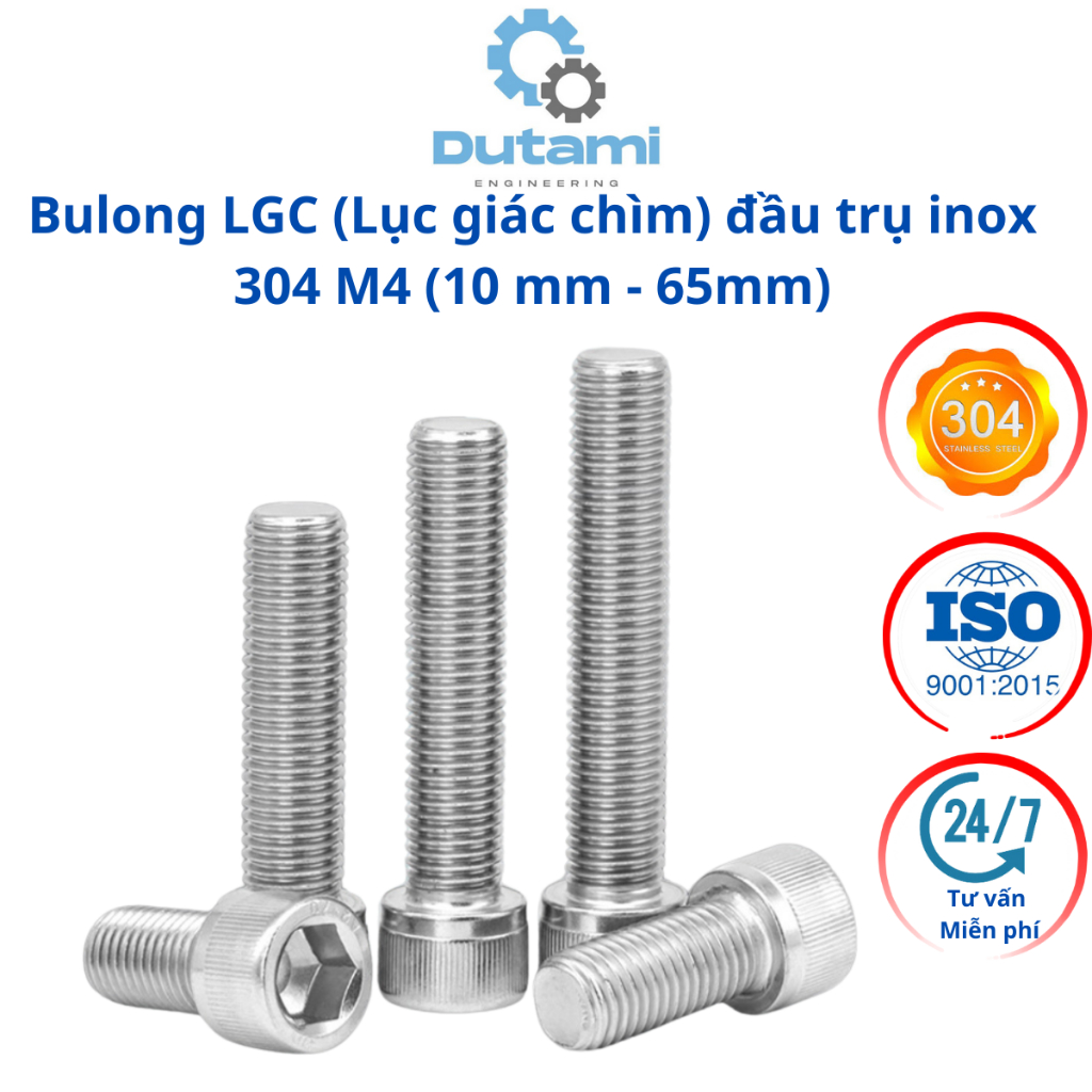 Bulong LGC (Lục giác chìm) đầu trụ inox 304 M4 (10 mm - 65mm) | Shopee Việt Nam