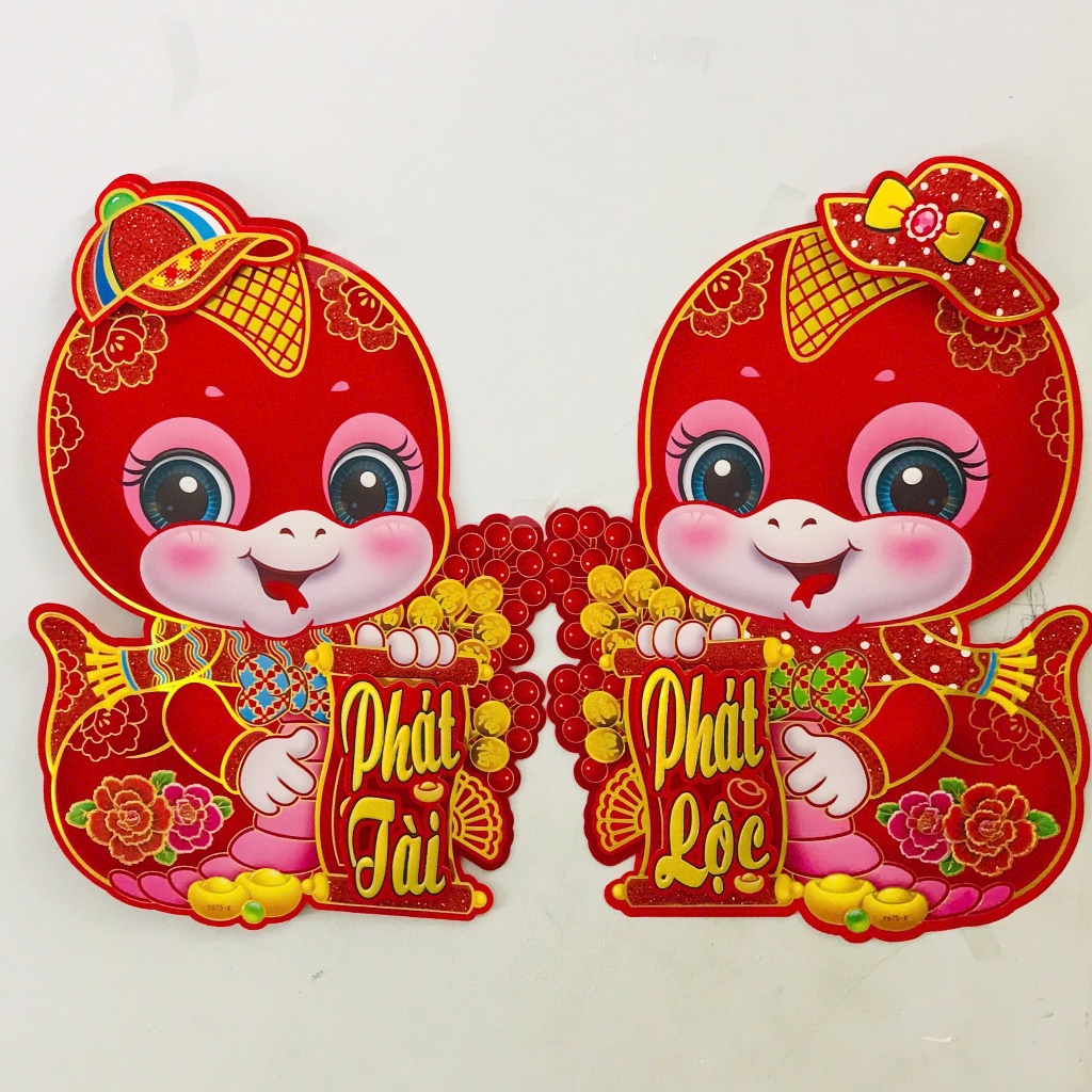 Bộ Hình Dán Đôi Rắn đỏ Tết 2025 Size 25 -30-40cm- Bộ Hình 2 Rắn 3D ...