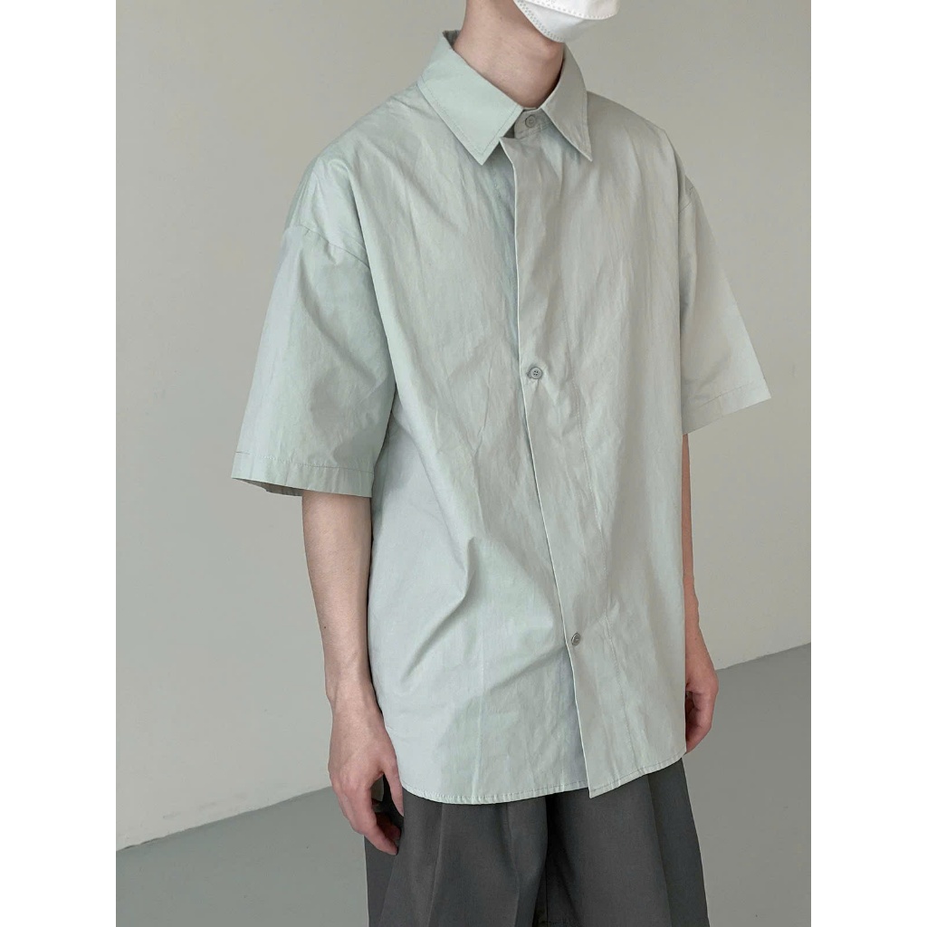 Áo Sơ Mi Ngắn Tay Giấu Cúc Hàn Quốc Casual Menwears XX11 | Shopee Việt Nam