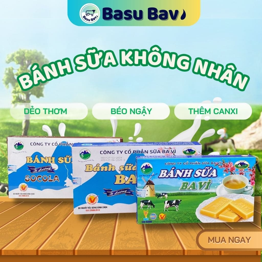 Bánh sữa Ba Vì, bánh xốp nhân kem hạnh nhân, vani, sữa chua - BASU BAVI ...