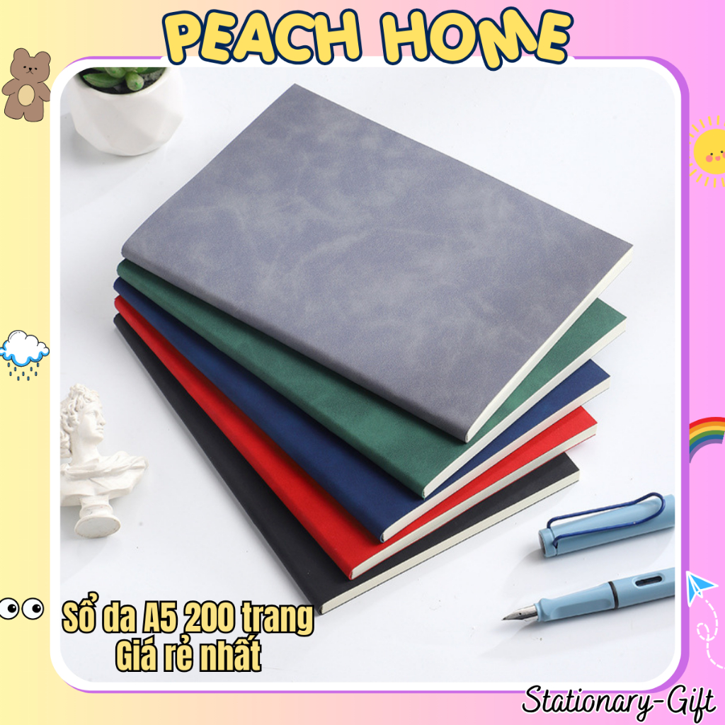 {Rẻ Nhất} Sổ B5 A5 200 Trang Da Lộn Mềm Mịn Chống Nước Cao Cấp Kẻ Ngang ...