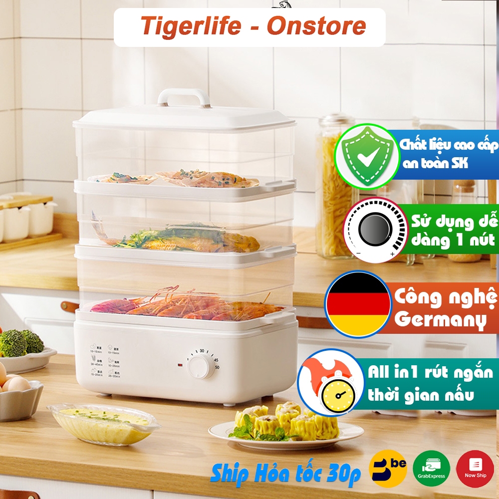 Nồi Hấp Điện - Đa Năng - Nồi 2 Tầng Thể Tích 21L - Dung Tích 10L - Chức Năng Hẹn Giờ Thông Minh ...