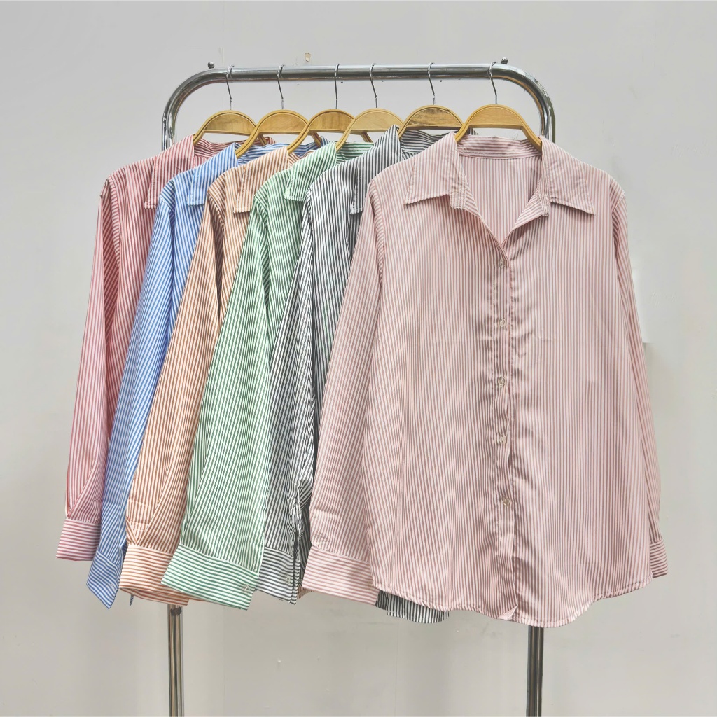 Áo Sơ Mi Tay Dài Kẻ Sọc Nhiều Màu Trendy Bigsize Nữ, Sơ Mi Công Sở Phom ...