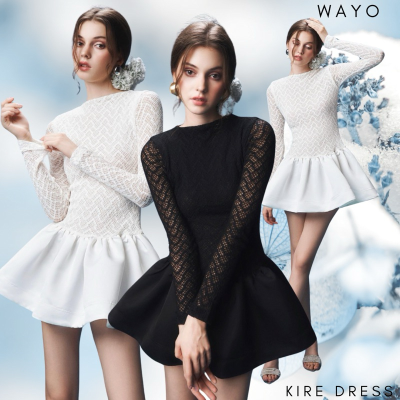 [Kire Dress] Đầm WAYO thiết kế ren tay dài tùng bồng dáng xoè dự tiệc ...