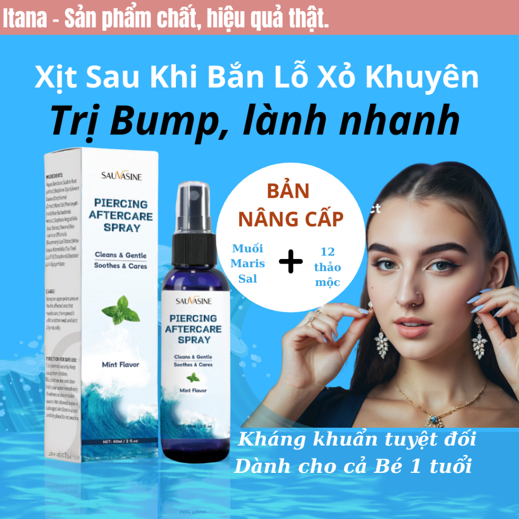Xịt Bump Piercing Aftercare 60ML Vệ Sinh Lỗ Xỏ Khuyên Tai Mũi Rốn Bằng ...