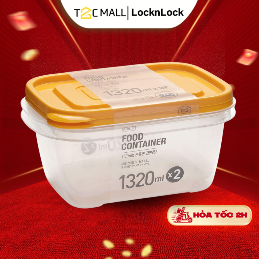 Hộp Đựng Thực Phẩm LocknLock Hộp Nhựa Có Nắp 1320ML Đựng Thức Ăn 2P Màu Vàng P-00011Y T2C Mall ...