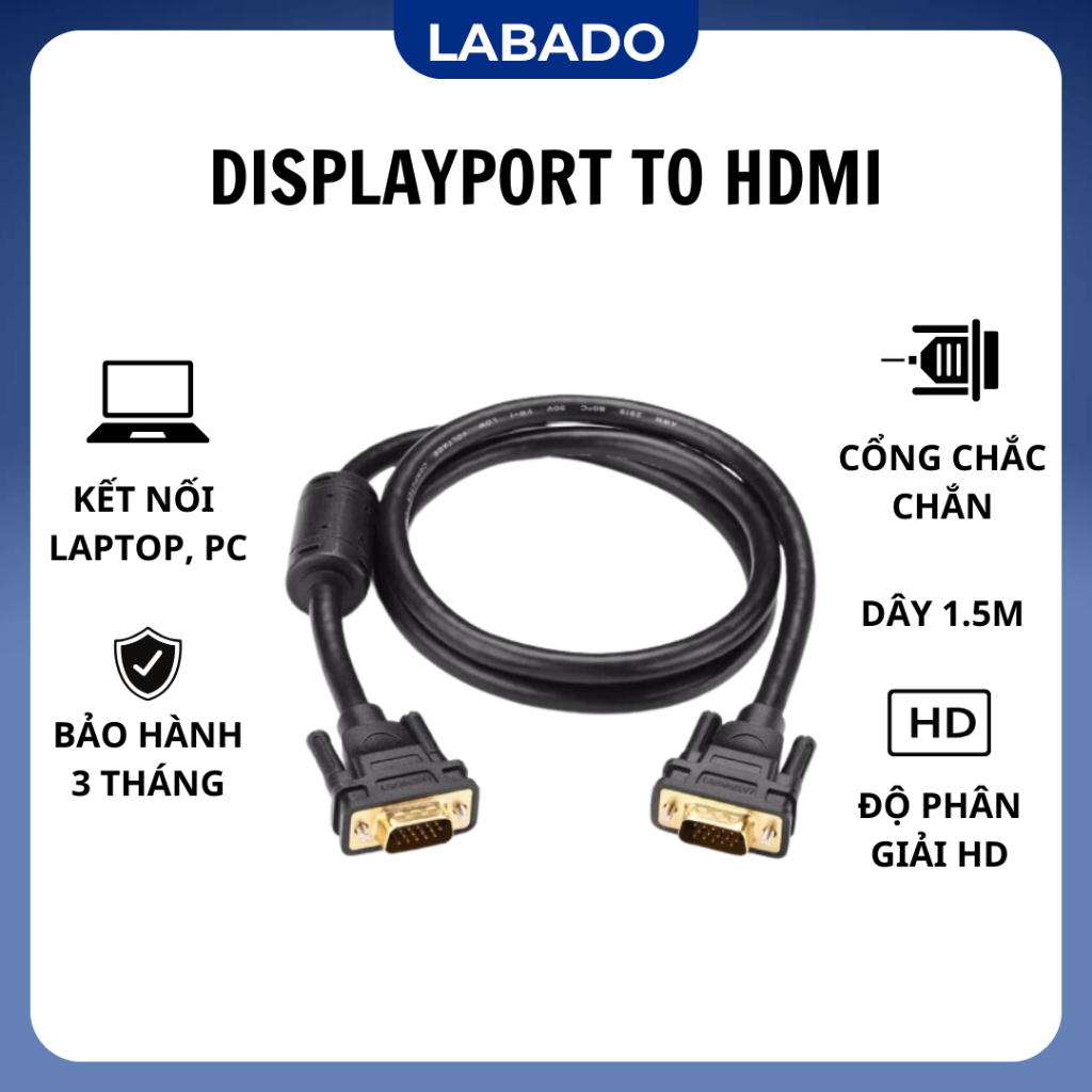 Dây VGA cáp VGA Màn Hình Dài 1.5m HP Chống Nhiễu LABADO VGA 1.5m | Shopee Việt Nam