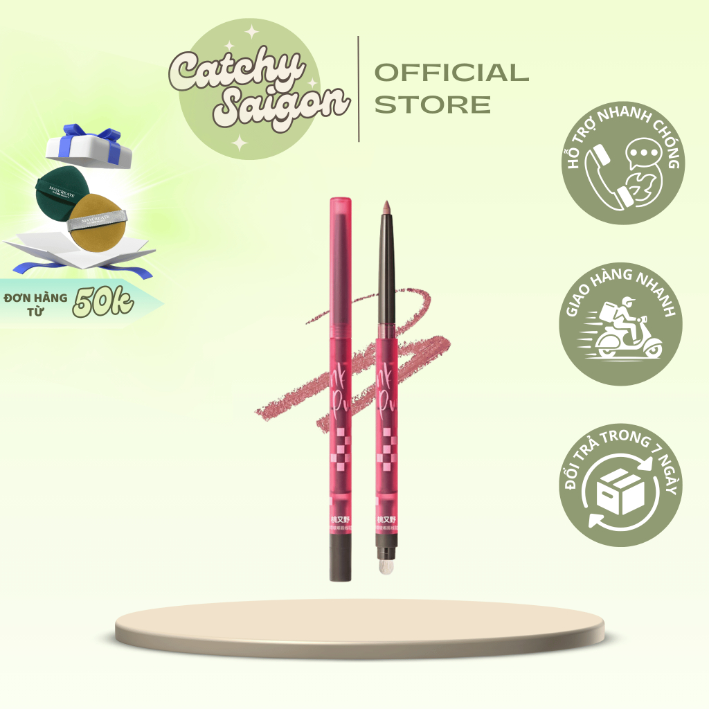 Chì Kẻ Viền Môi PinkPunk 3in1 Kèm Cọ Tán Và Gọt Chì 0.25g | Shopee Việt Nam