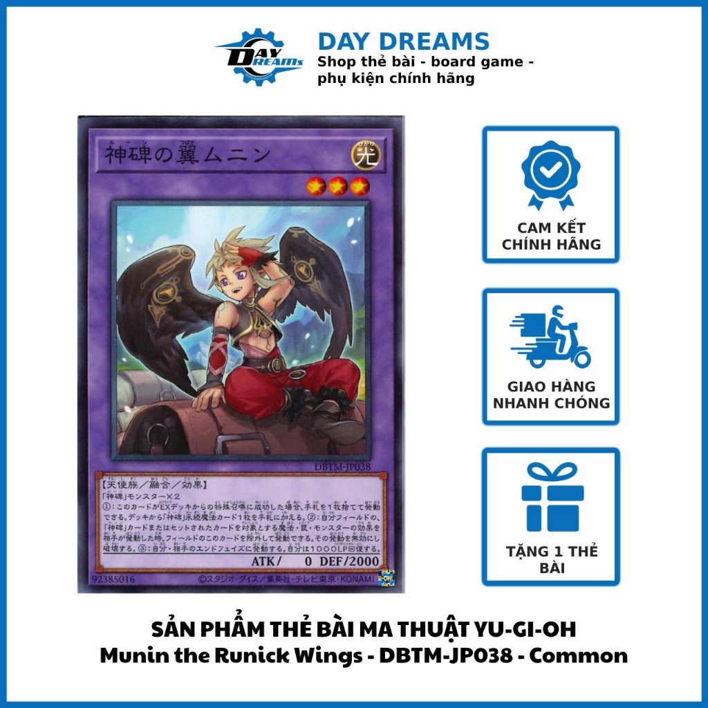 THẺ BÀI YUGIOH CHÍNH HÃNG: Munin the Runick Wings - DBTM-JP038 - Common | Shopee Việt Nam
