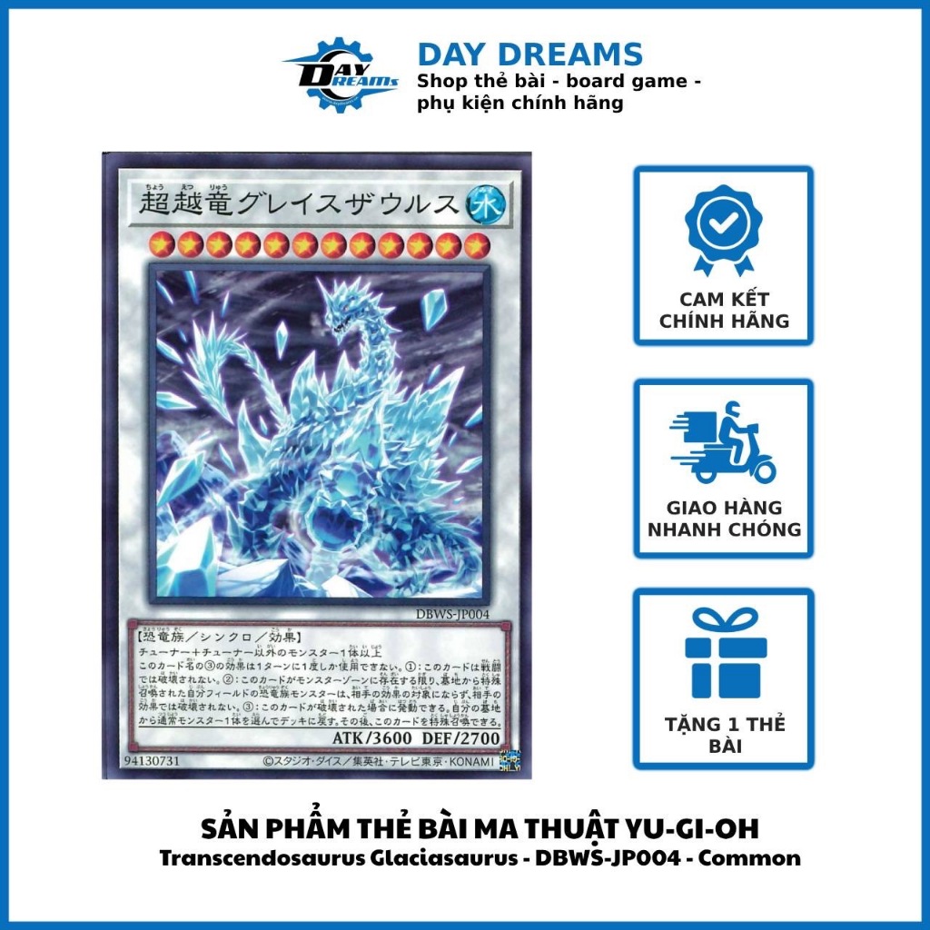 THẺ BÀI YUGIOH CHÍNH HÃNG: Transcendosaurus Glaciasaurus - DBWS-JP004 - Common | Shopee Việt Nam