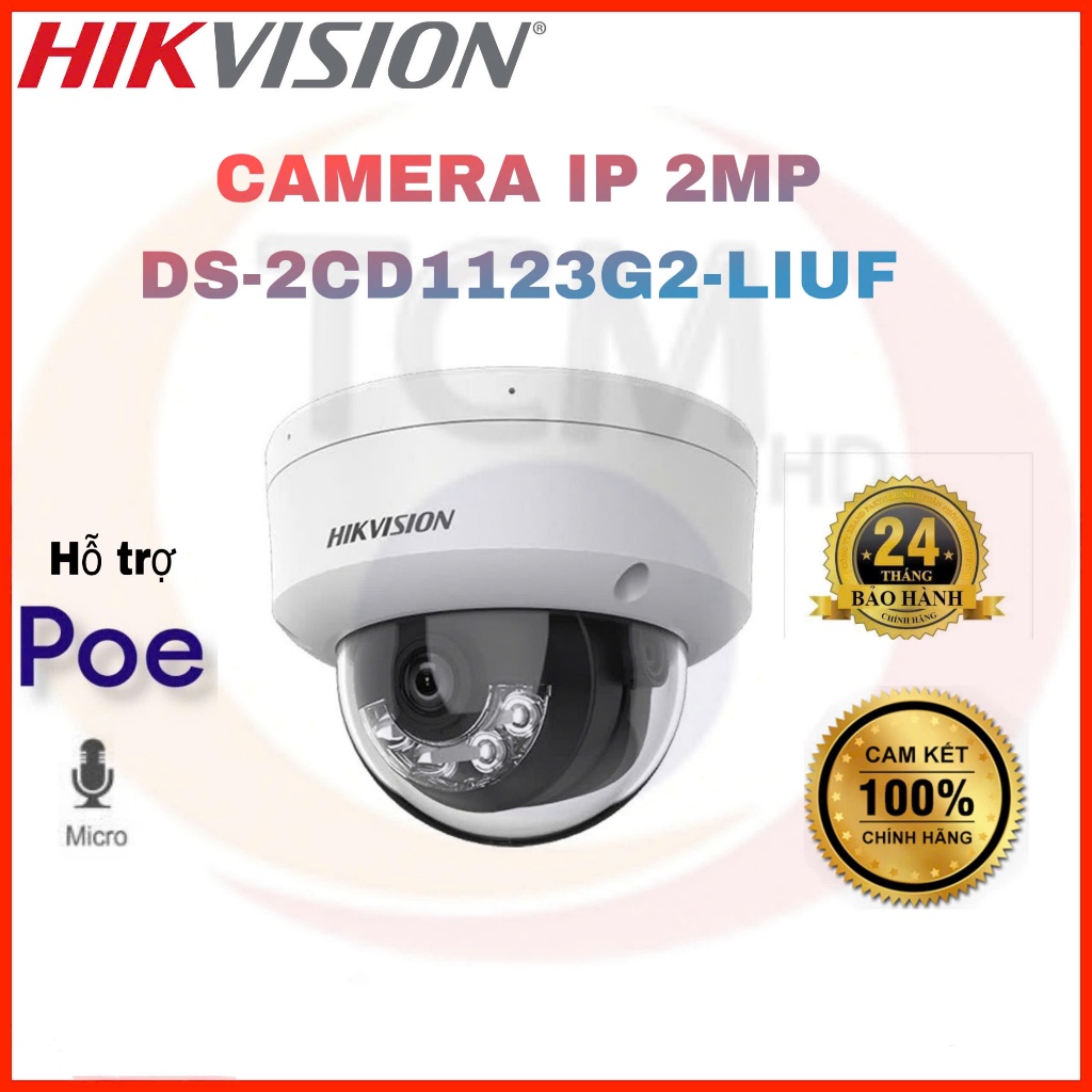 Camera IP Dome hồng ngoại 2.0 Megapixel HIKVISION DS-2CD1123G2-LIUF | Shopee Việt Nam