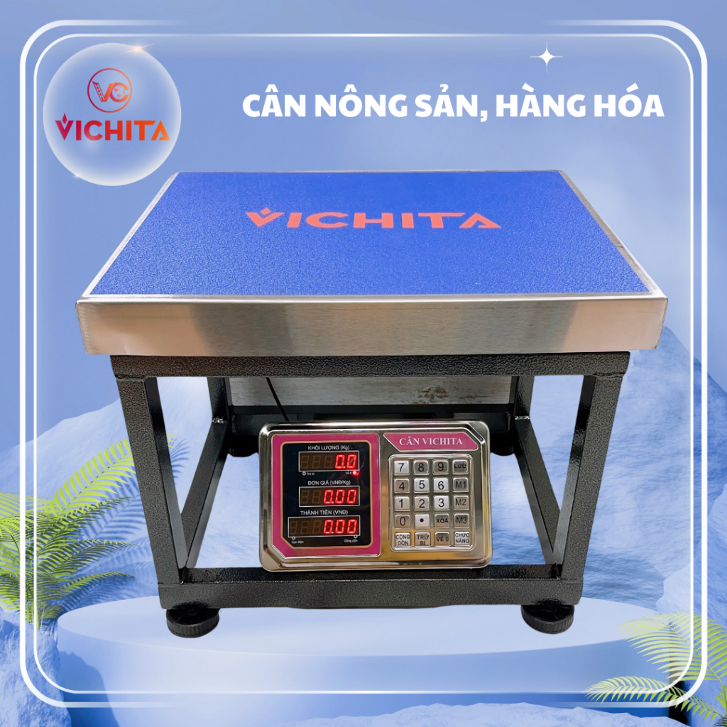 Cân Điện Tử VICHITA 150kg – 200kg – 300kg, Cân Bàn Chân Ghế Tính Tiền - Mặt Cân Bàn Phím Inox ...
