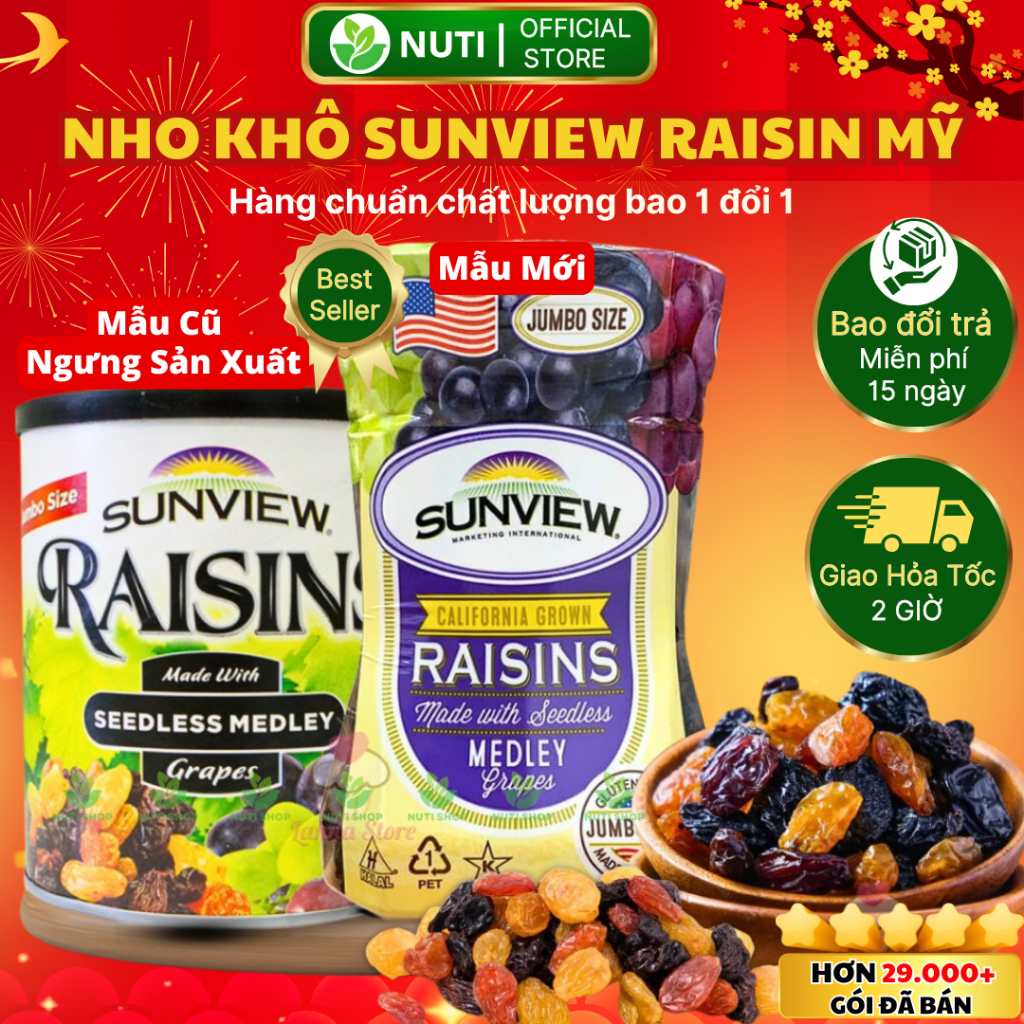 【Hàng Chuẩn Chất Lượng】Nho Khô Thập Cẩm Sunview Raisins Mỹ 425g Size ...