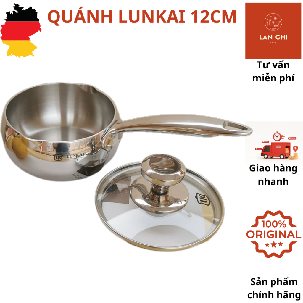 Quánh inox 12cm, quánh nấu bột LUNKAI, nồi nấu bột cho bé, nồi nấu đồ ...