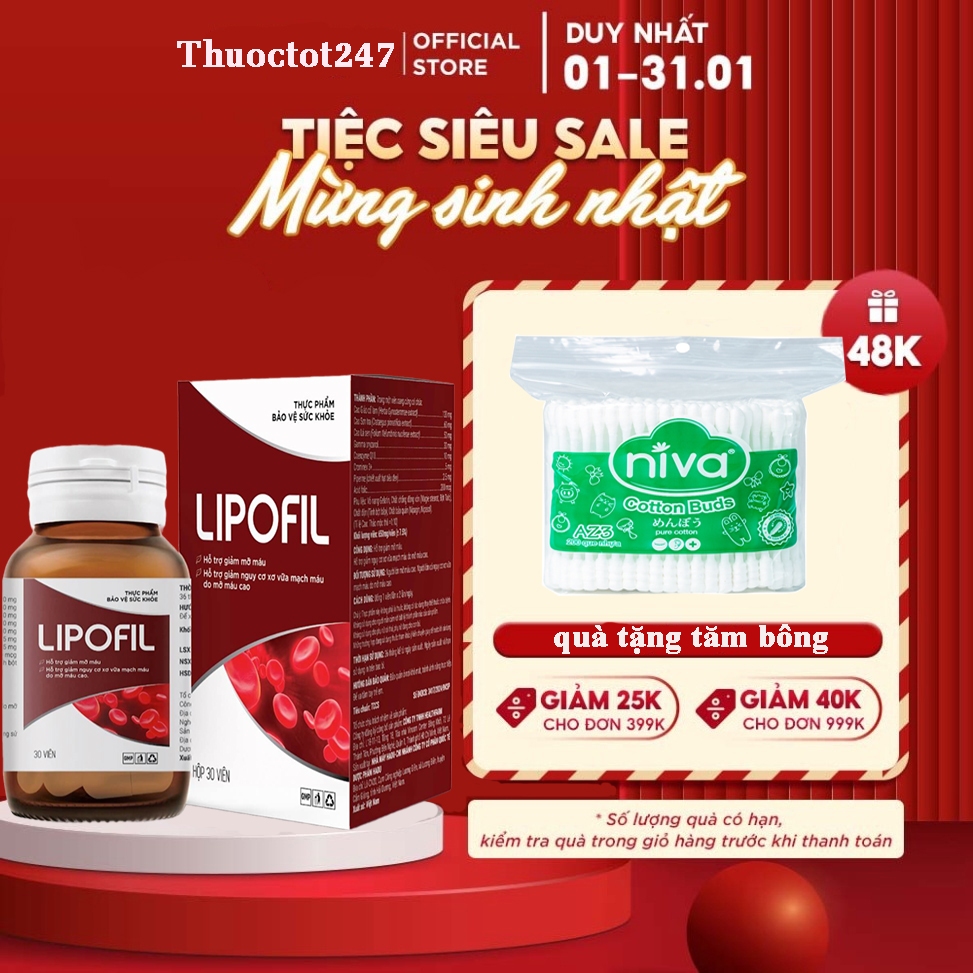 Viên uống Lipofil hỗ trợ mỡ máu | Shopee Việt Nam