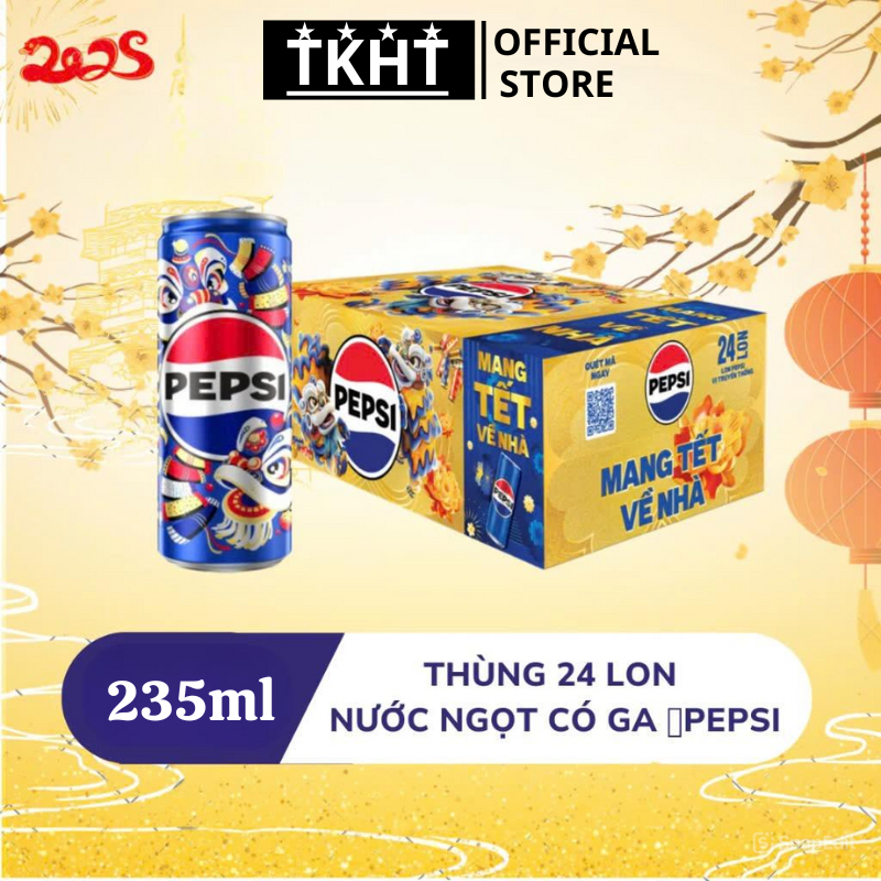 Pepsi Thùng 24 Lon Nước Ngọt Có Gaz Pepsi Lon Xanh 235ml/lon [ Mẫu Tết ...
