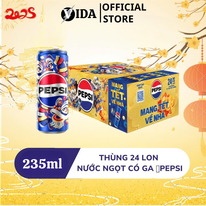 Pepsi Thùng 24 Lon Nước Ngọt Có Gaz Pepsi Lon Xanh 235ml/lon [ Mẫu Tết ] SP41233064 | Shopee ...