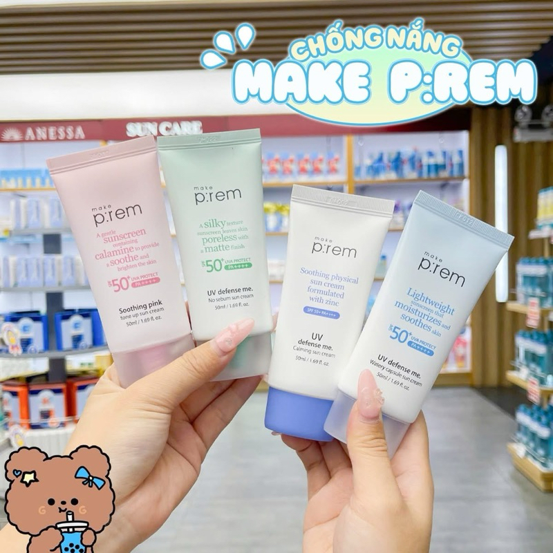 Kem chống nắng make P:rem soothing pink tone up sun cream SPF 50+ Pa+++ 50ml | Shopee Việt Nam