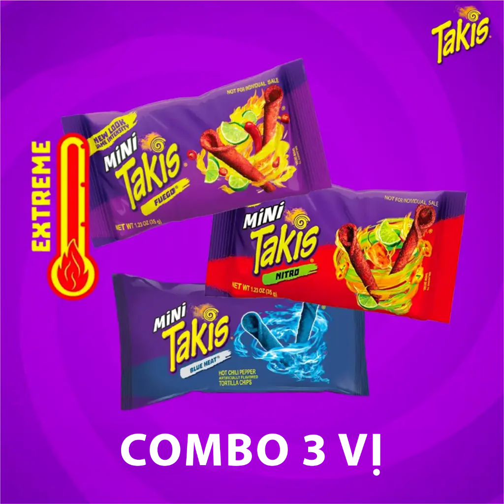 [Cỡ 35g] Bánh snack chips Takis nổi tiếng từ Mỹ cay Fuego, Nitro, Blue ...
