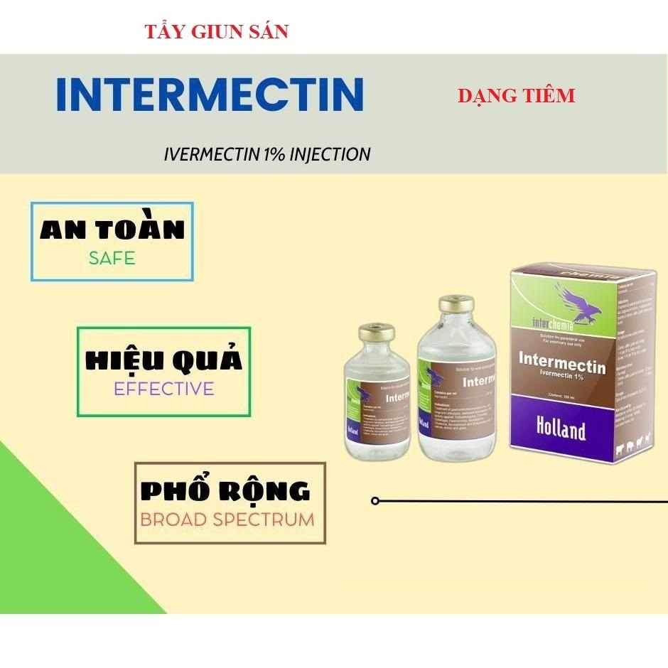 Thuốc thú y INTERMECTIN 100ml và 50ml tẩy giun sán ve ghẻ rận cho chó ...