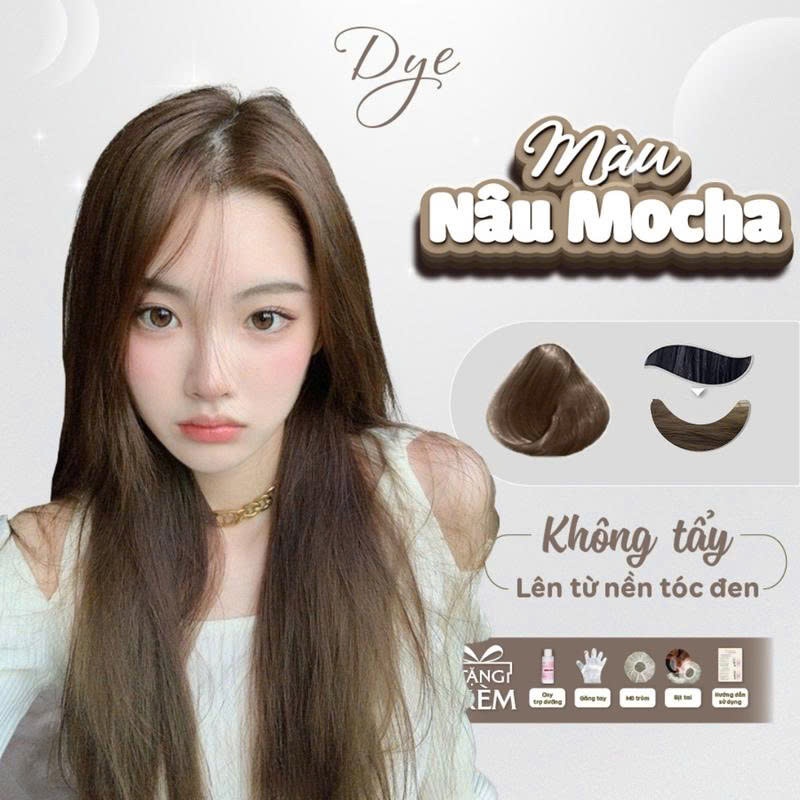 Thuốc nhuộm tóc, thuốc nhuộm tóc màu Nâu Mocha DYE HAIR, không tẩy tặng ...