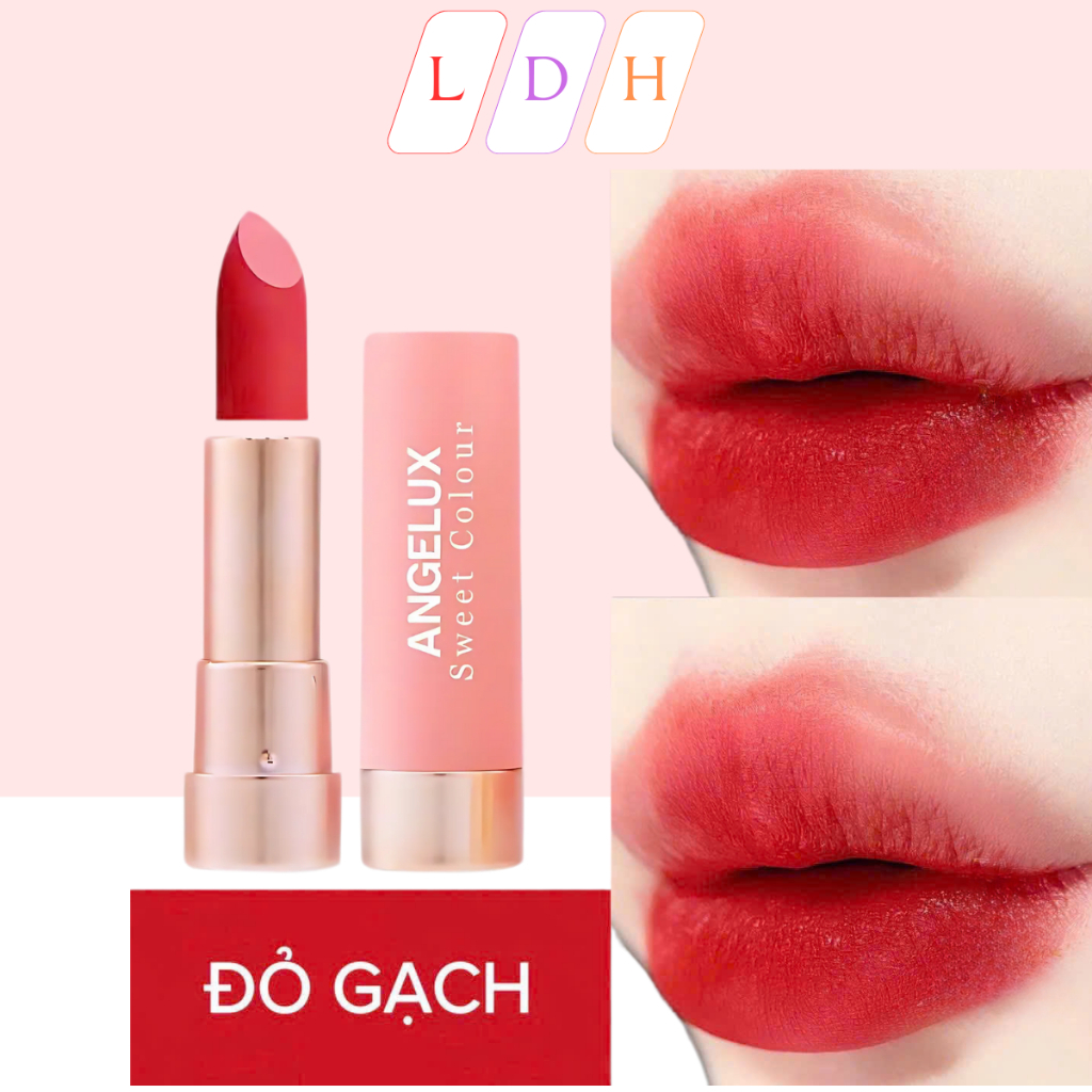 Son sáp lì angelux 03-ĐỎ CHOCO (đỏ gạch) siêu lì, mịn môi, màu chuẩn ...