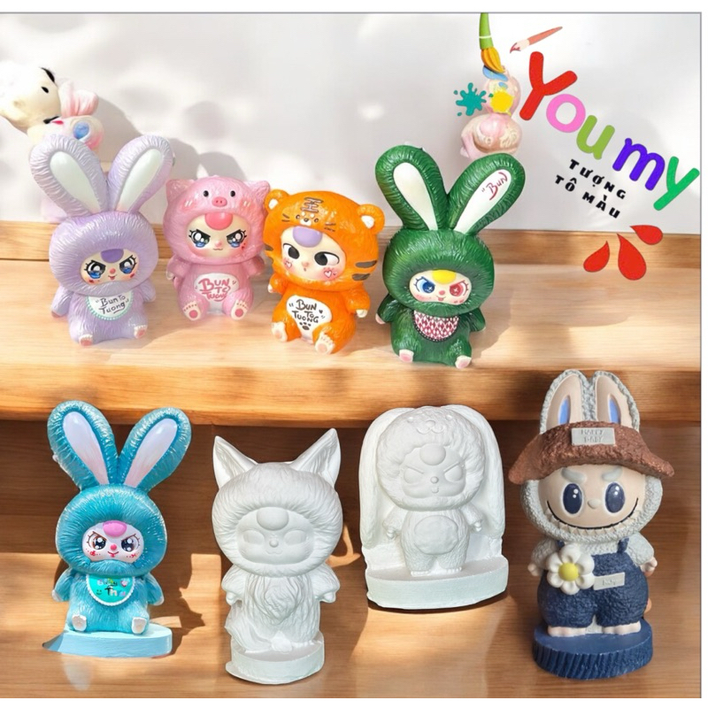 Tượng thạch cao, tượng tô màu baby three, labubu size trung | Shopee ...